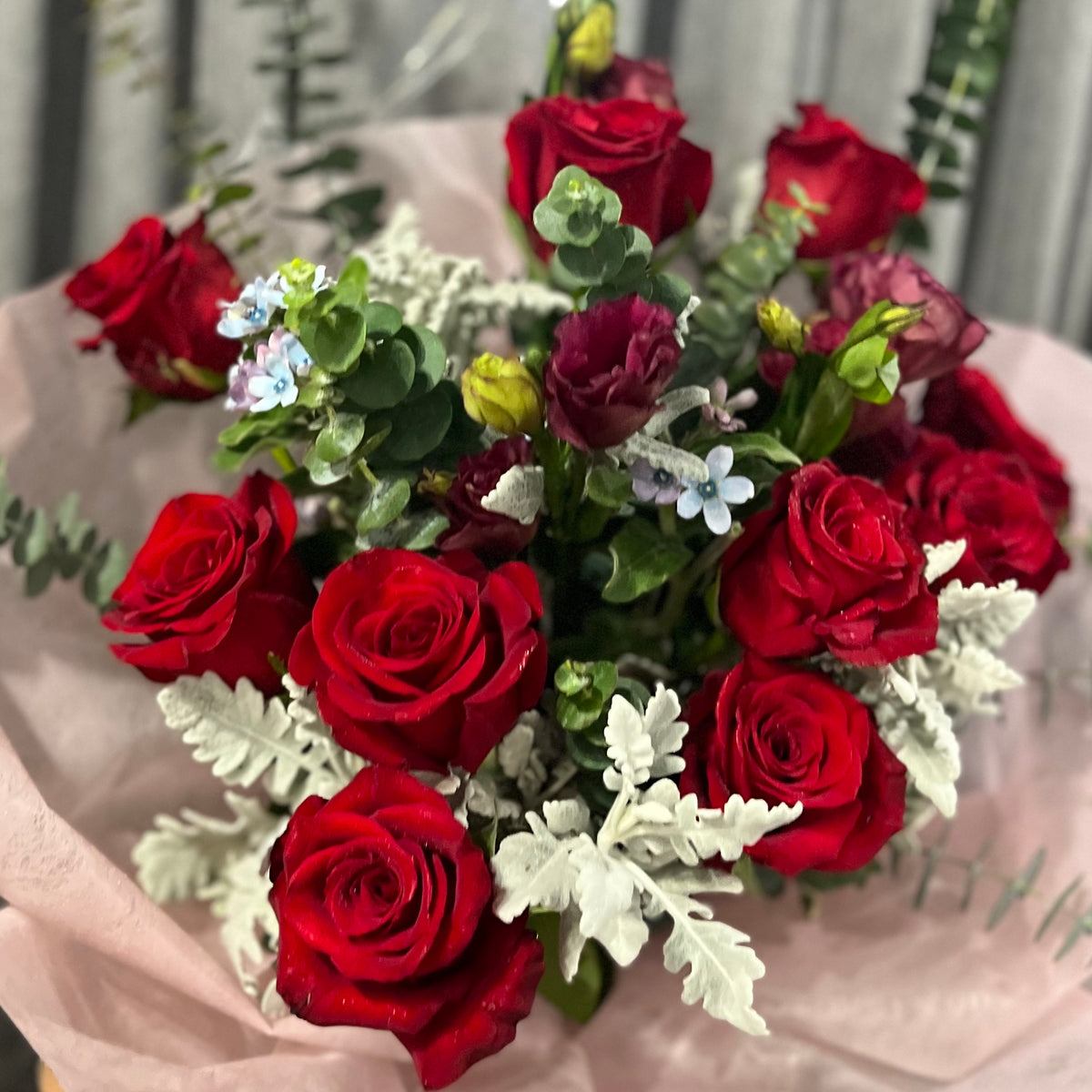 The Poet flower bouquet is created with Colombian red roses – Espresso ...